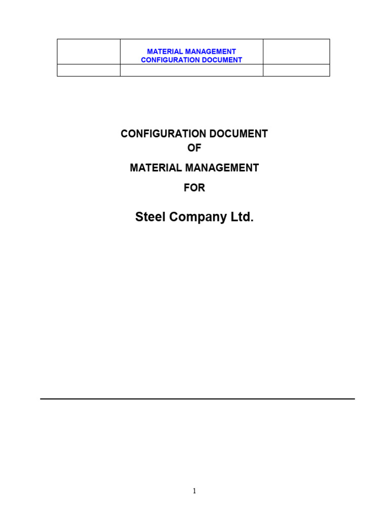 Sap MM Configuration Document Sample Steel Industry | PDF ...