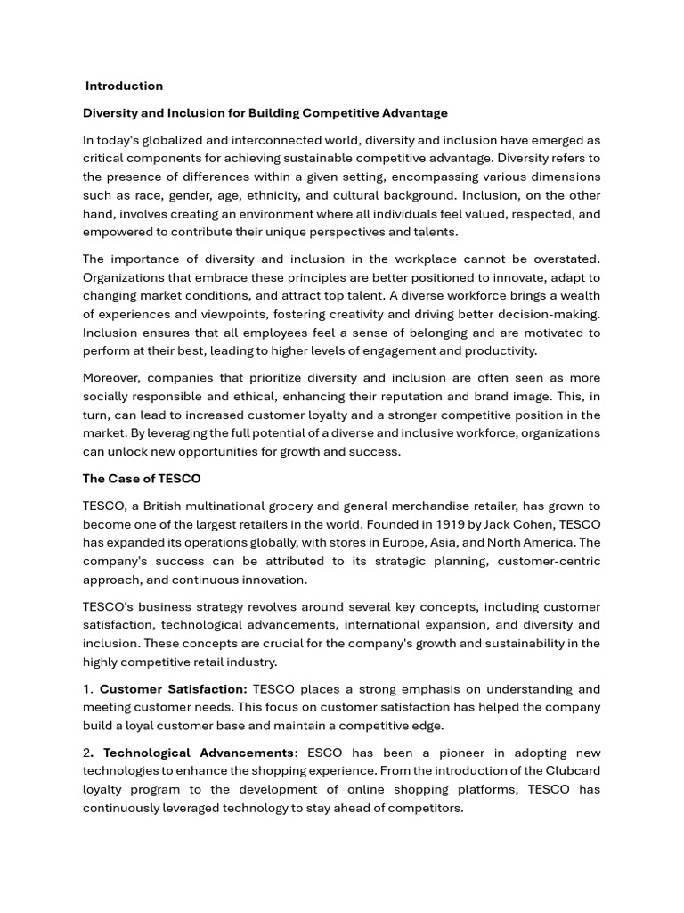 TESCO | PDF | Diversity (Business) | Tesco