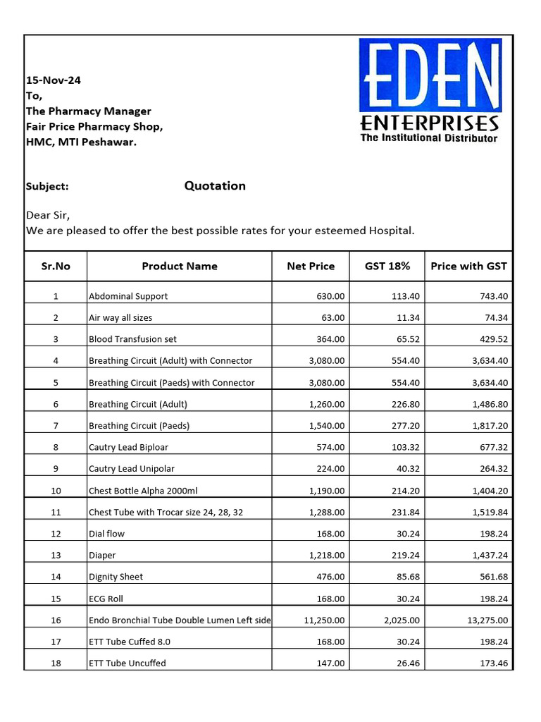 Surgical Quotation | PDF | Medical Equipment