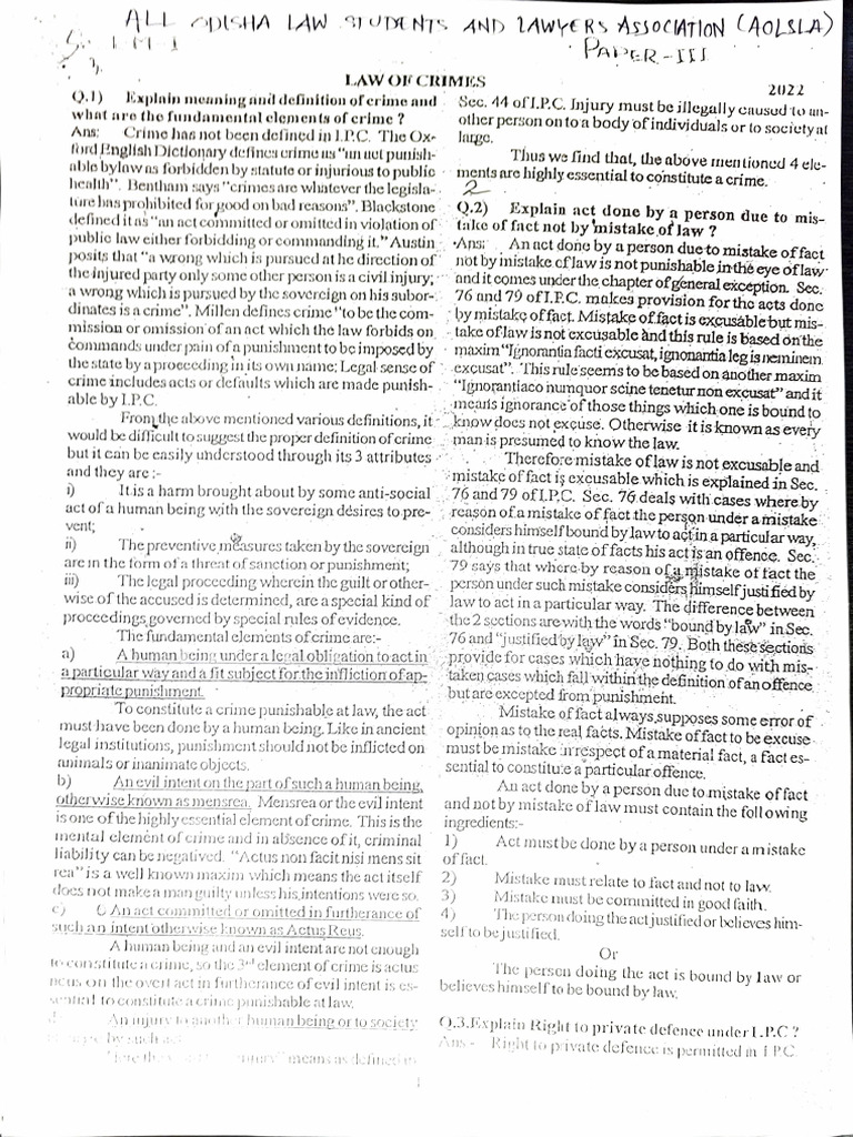 Ipc Questions and Answers | PDF | Criminal Justice | Crime & Violence