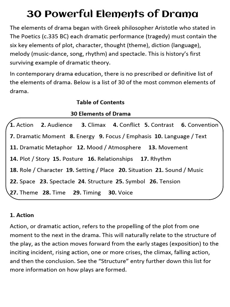 30 Key Elements of Drama Explained | PDF | Plot (Narrative)