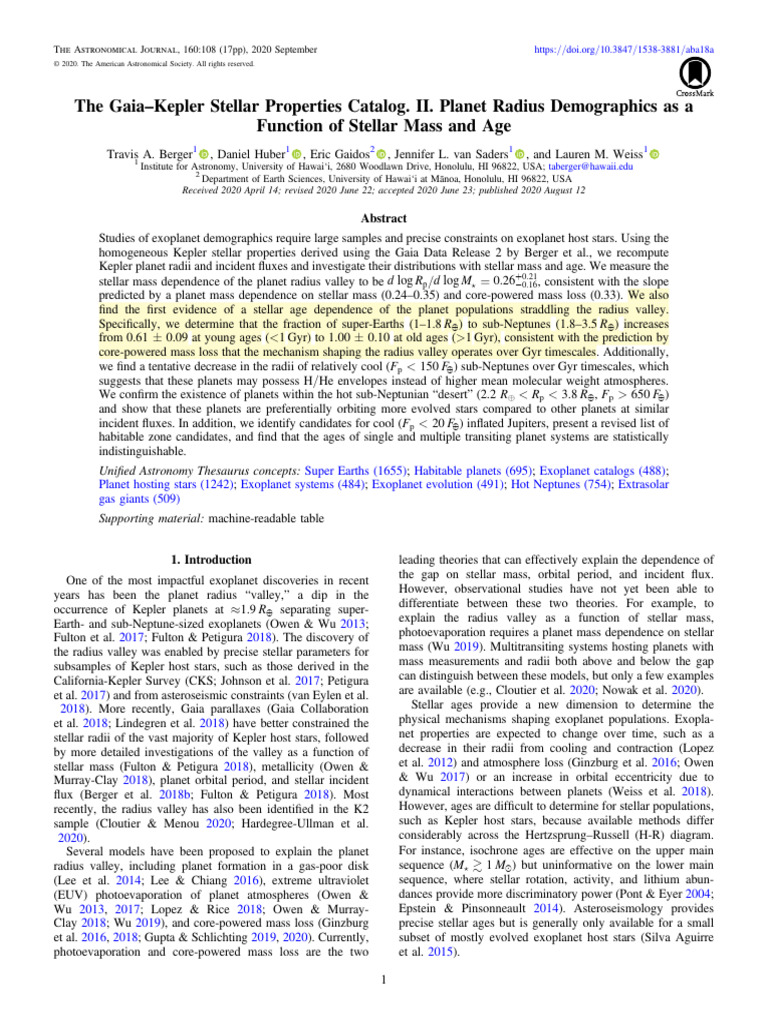 Berger 2020 AJ 160 108 | PDF | Stars | Planets