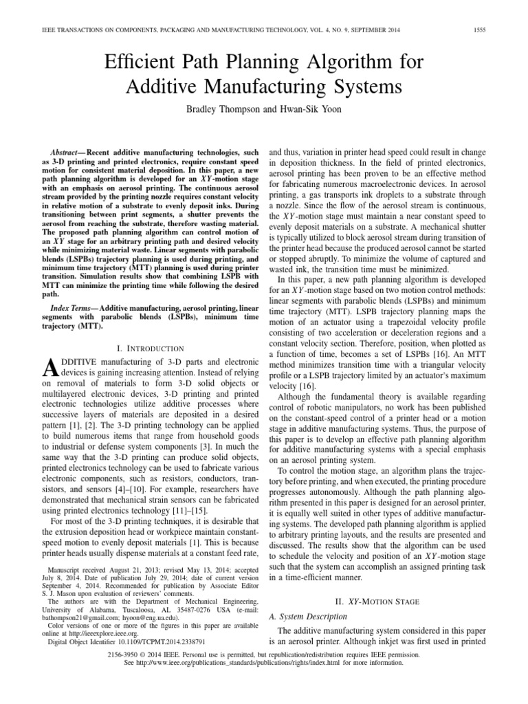 Efficient Path Planning for Aerosol Printing | PDF | 3 D Printing ...
