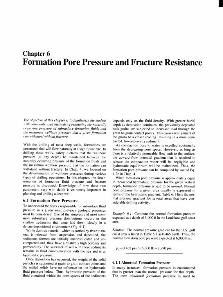6 Formation Pore Pressure and Fracture Resistance | PDF