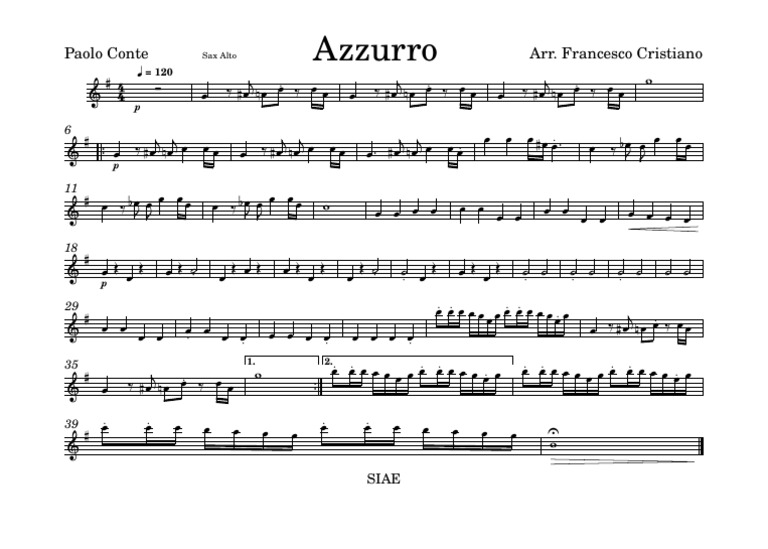 Azzurro Per Banda-Alto - Saxophone | PDF
