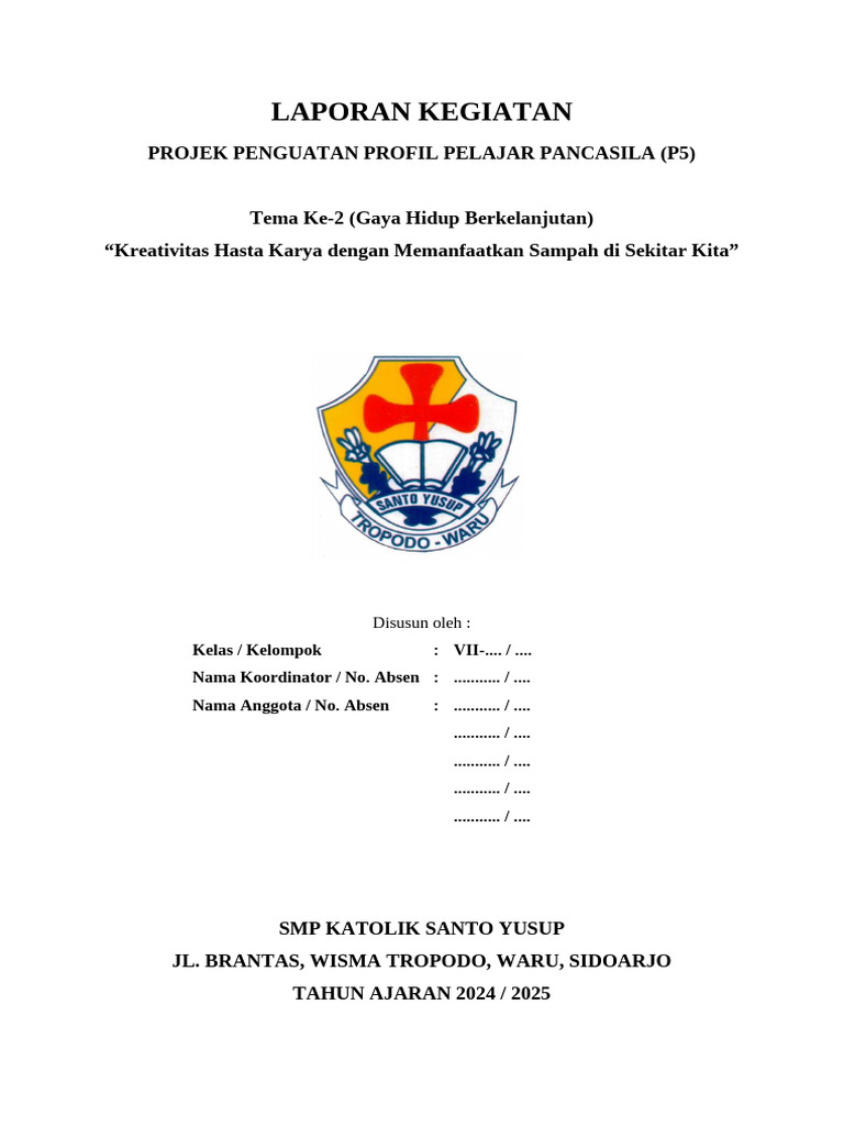 Format Laporan Kegiatan P5 (Desember 2024) | PDF