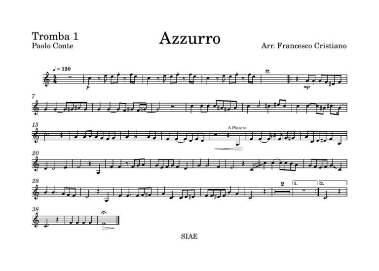 Azzurro Per Banda-Trumpet in BB 1 | PDF