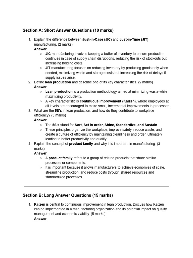 FORMATIVE 09 Q & A | PDF | Lean Manufacturing | Business