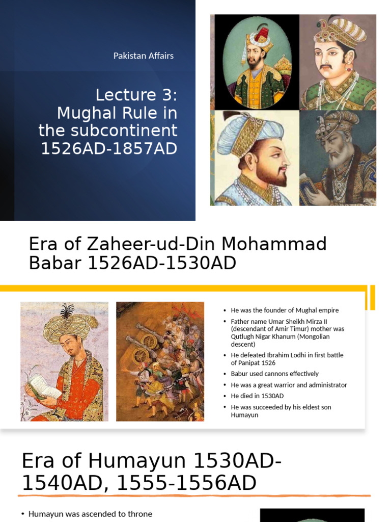 Lecture 3 Mughal Rule in The Subcontinent | PDF | Mughal Empire
