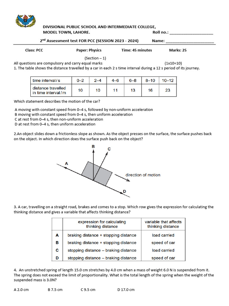 2nd Assessment For PCC | PDF | Acceleration | Velocity