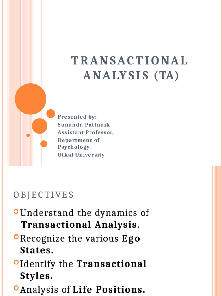 Transactional Analysis | PDF | Communication | Self Esteem