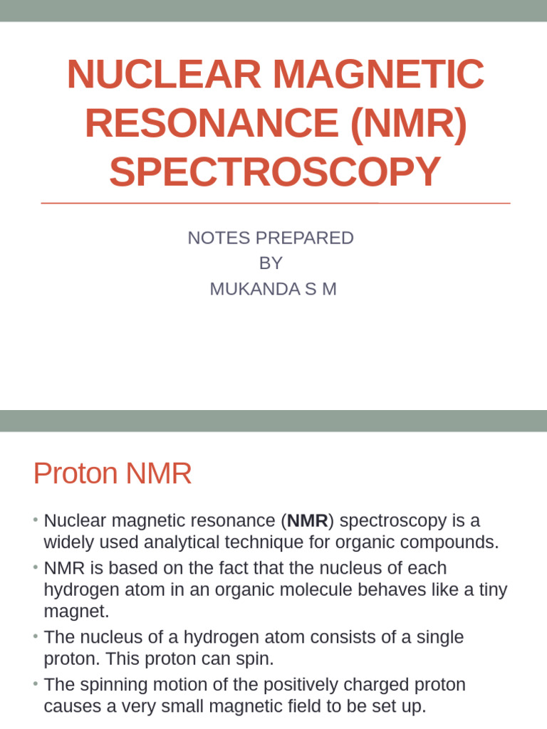Nuclear Magnetic Resonance (NMR) Spectros | PDF | Nuclear Magnetic ...