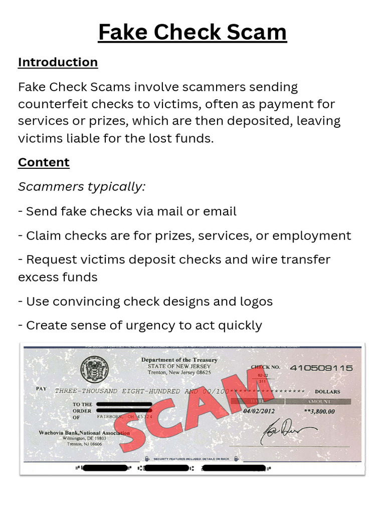 Fake Check Scam Prevention Guide | PDF