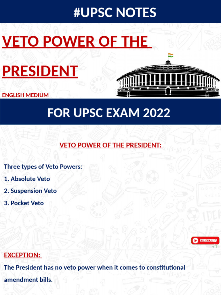 Veto Power of President | PDF | Bill (Law) | Veto