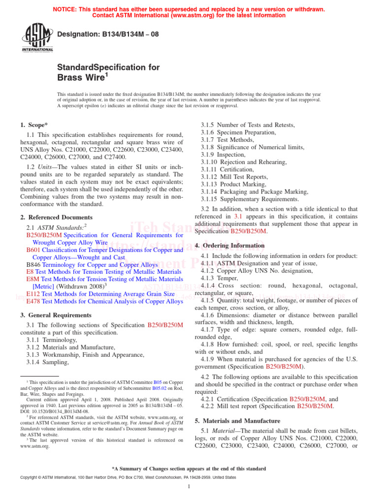 ASTM-B134-B134M-08 | PDF | Building Engineering | Materials Science