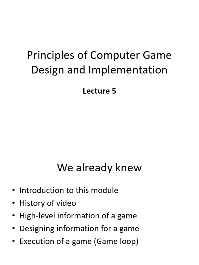 lecture5 game | PDF | Rendering (Computer Graphics) | 3 D Computer Graphics