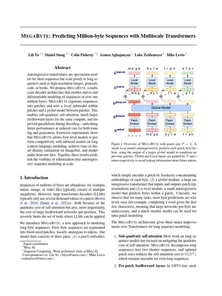 MEGABYTE: Predicting Million-Byte Sequences With Multiscale Transformers | PDF | Applied ...