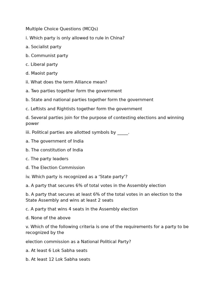 Revision Political Parties | PDF | Politics Of India | Political Events