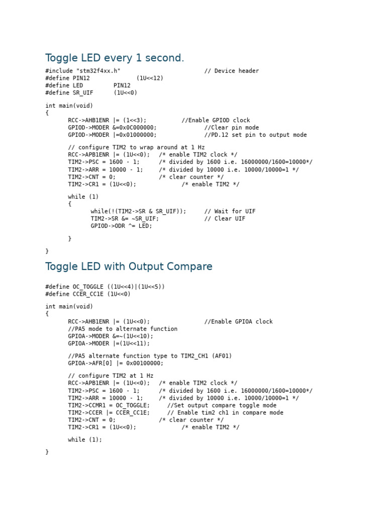 Toggle LED every 1 second | PDF | Computer Engineering | Electronics