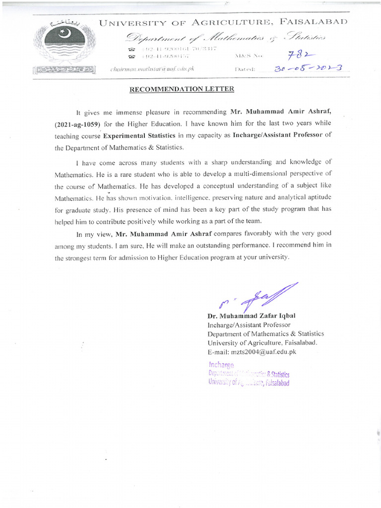 Recommendation Letter 1 | PDF