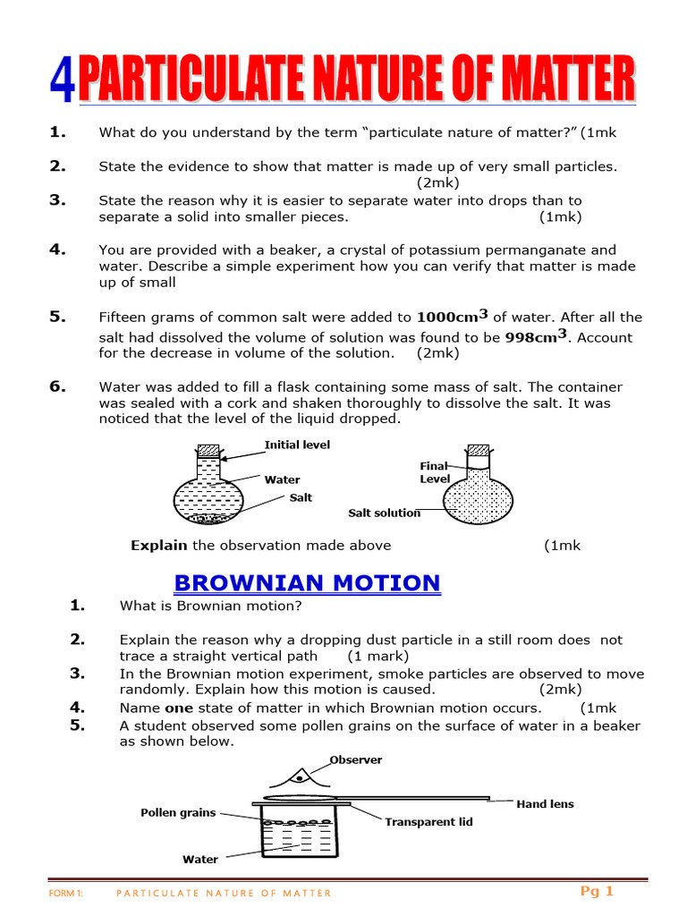 1 - 3 Particulate Nature of Matter | PDF | Gases | Liquids