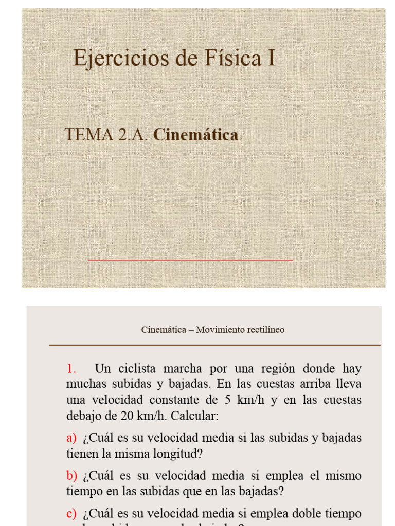 Fis 2a Cinematica Ejercicios v2 | PDF | Aceleración | Cinemática