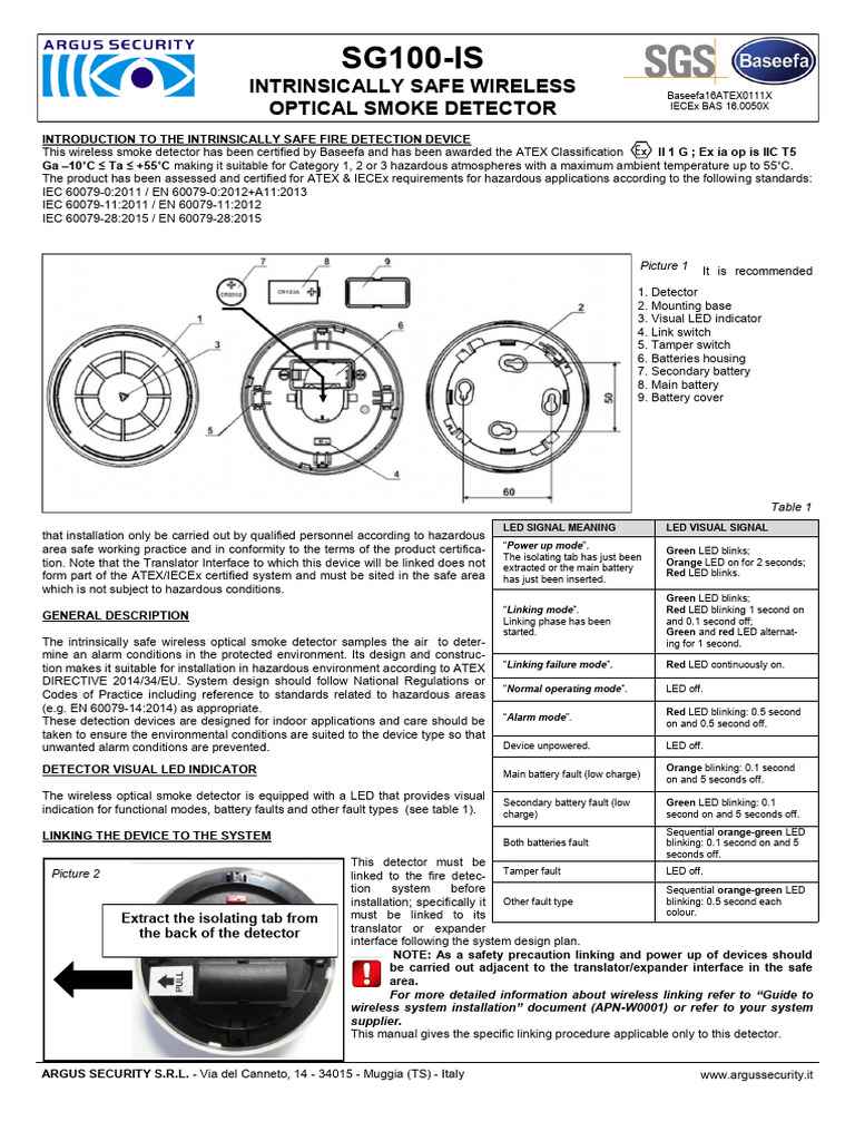 Intrinsically Safe Wireless Smoke Detector | PDF | Light Emitting Diode ...