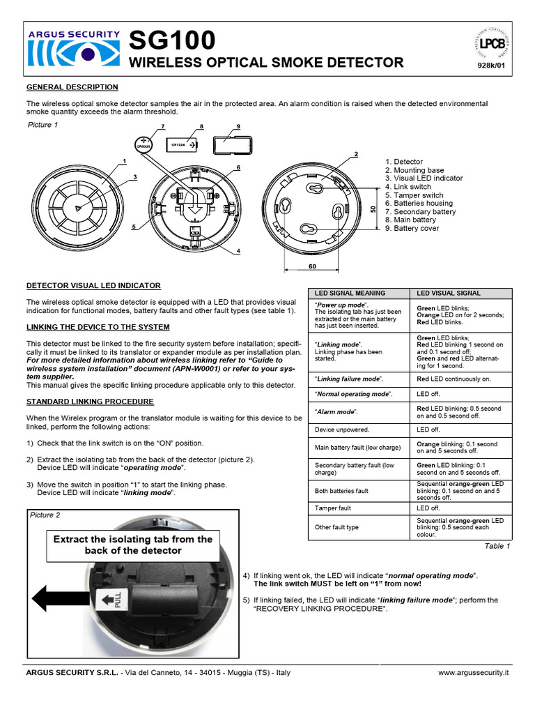 Wireless Optical Smoke Detector Guide | PDF | Light Emitting Diode | Sensor