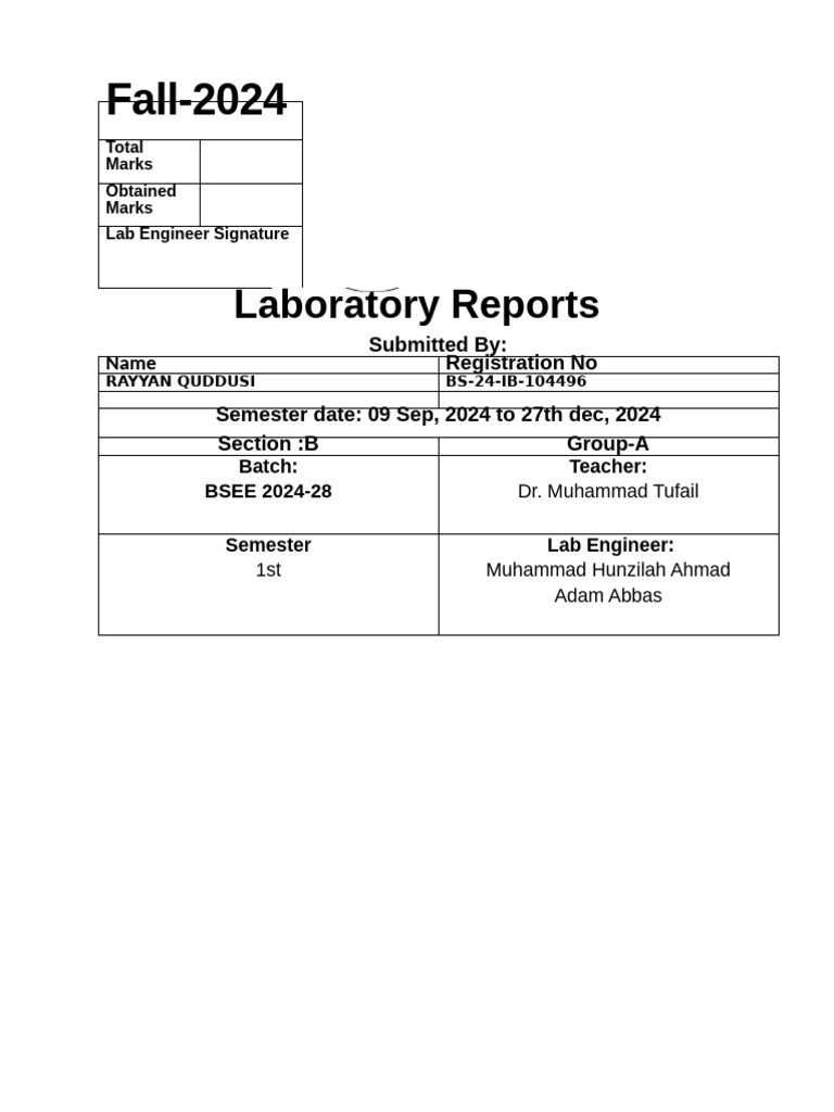 Lab Report Cover | PDF