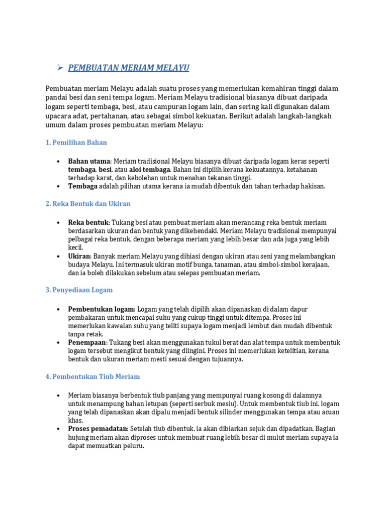 Proses Pembuatan Meriam Melayu | PDF