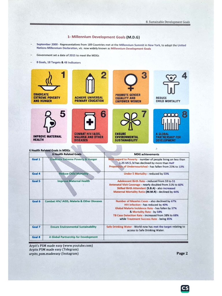 8 Developmental Goals Arpit PSM | PDF