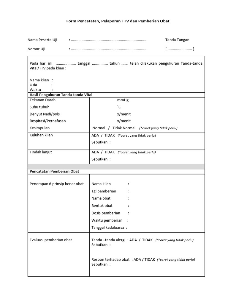 6.form Pencatatan Dan Pelaporan TTV Dan Obat | PDF
