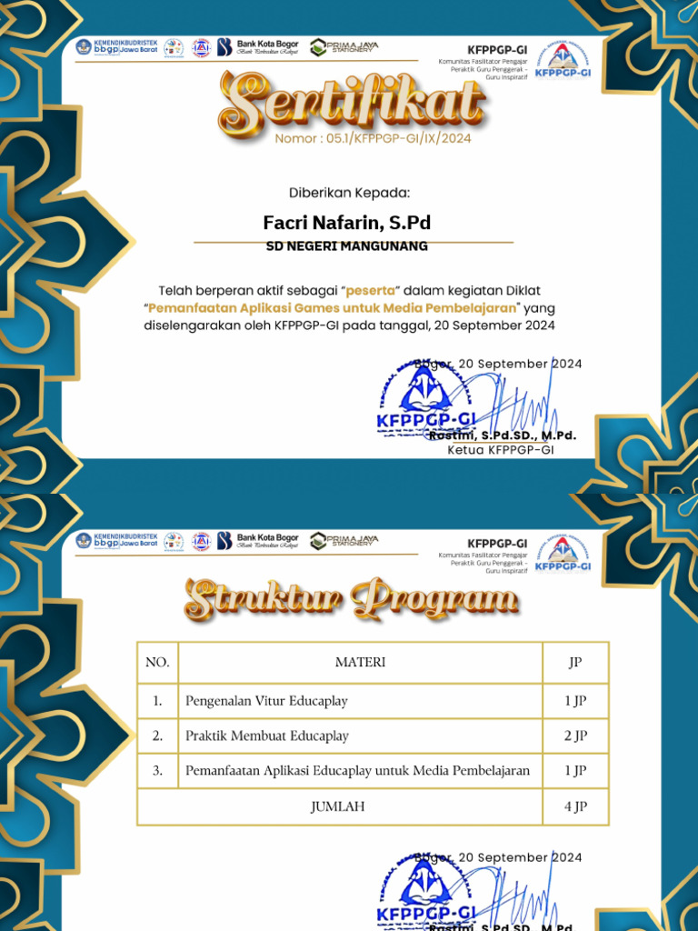 Sertifikat Facri Nafarin, S.PD | PDF