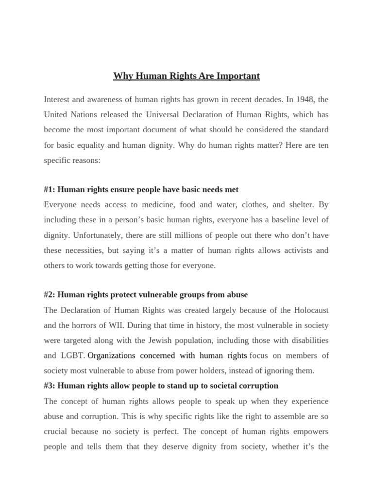 Importance of Human Rights Explained | PDF | Human Rights | Rights