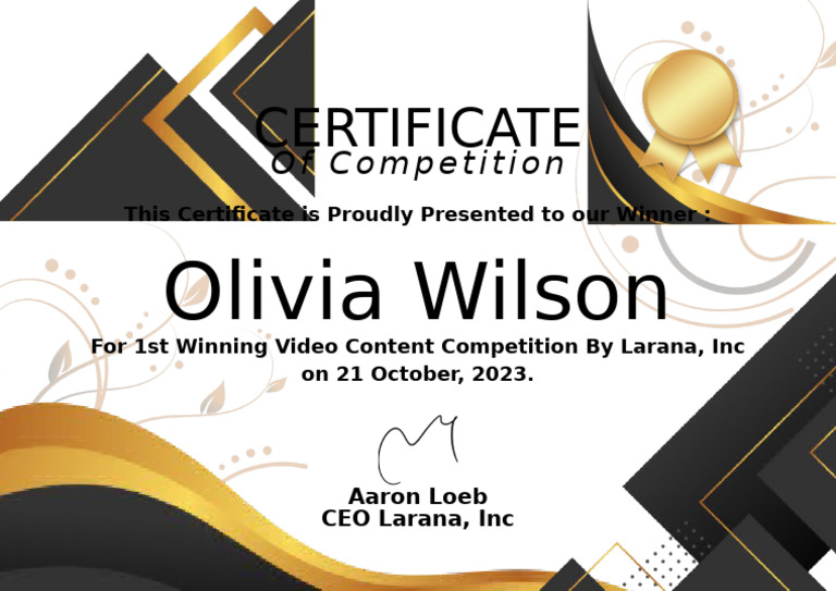 Black Gold Modern Elegant Certificate of Competition Certificate | PDF