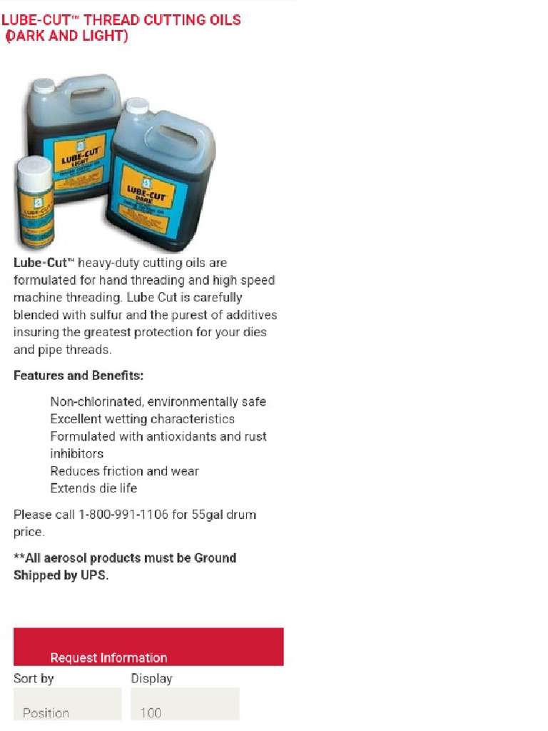 Lube Cut Thread Cutting Oils Dark and Light | PDF