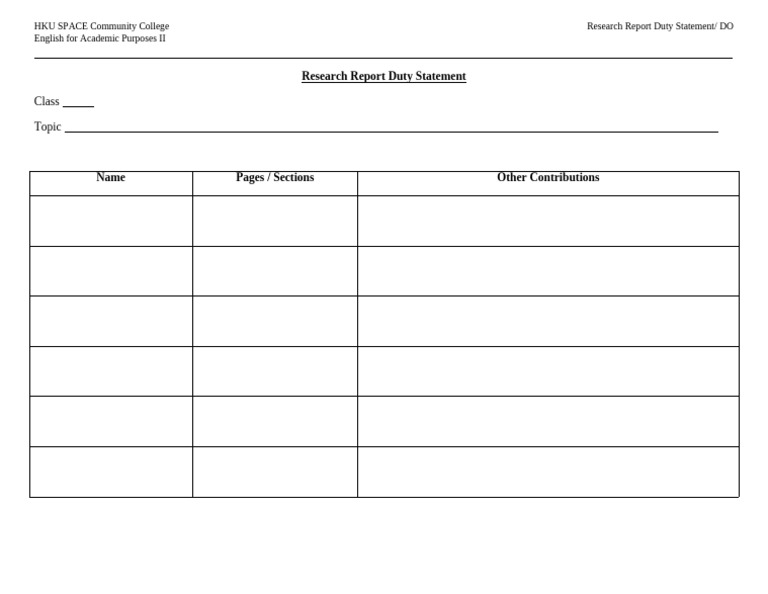 Research Report Duty Statement | PDF