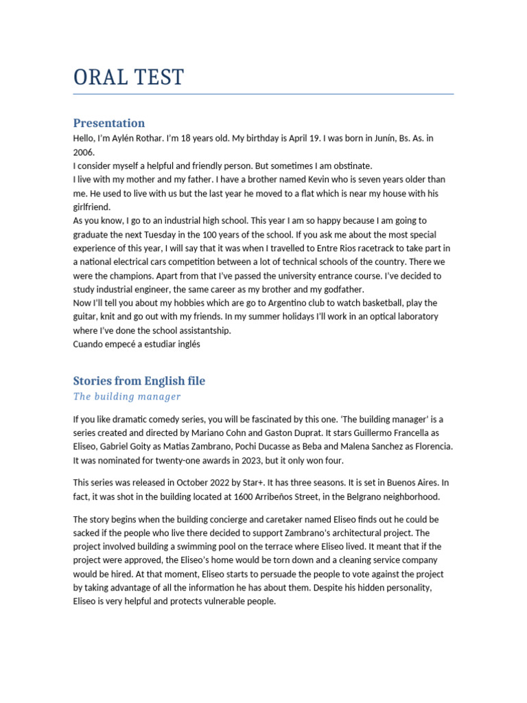 ORAL TEST examen final | PDF | Nancy (Oliver Twist) | Fagin