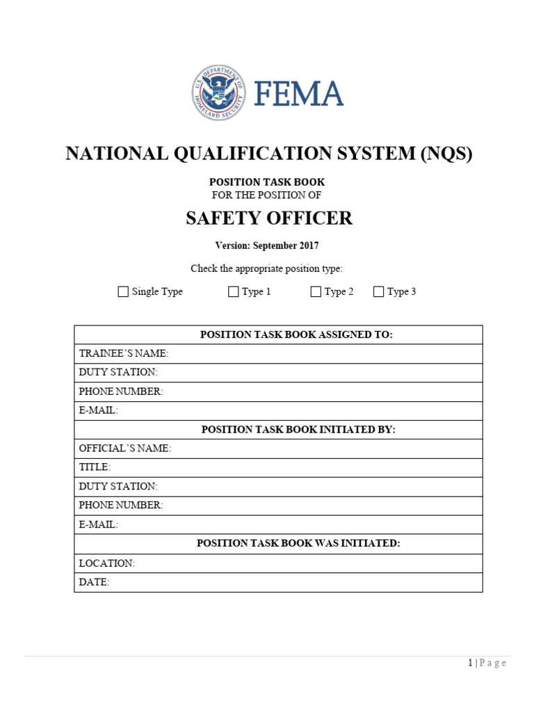 Safety Officer Position Task Book (PDF) | PDF | Occupational Safety And ...