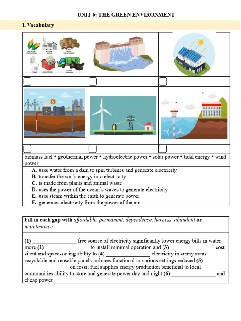 handout UNIT 6 | PDF | Sustainable Energy | Solar Power