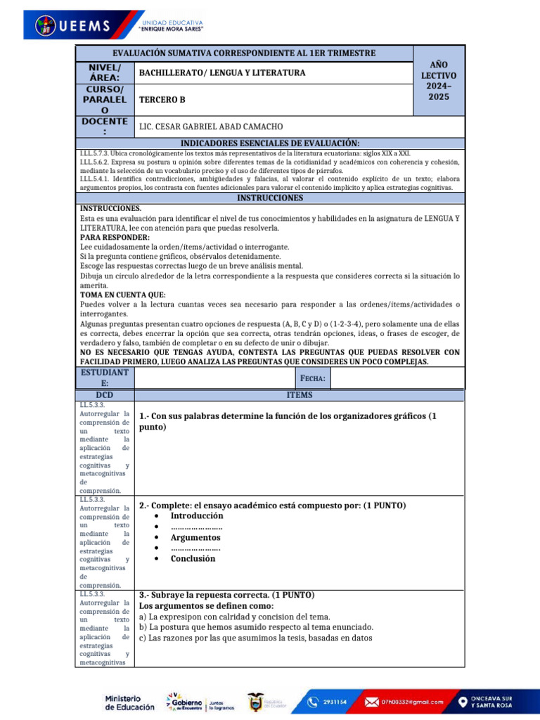 3B_BGU_EVAL_1TRIM_SNE_LL_CESAR ABAD CAMACHO | PDF