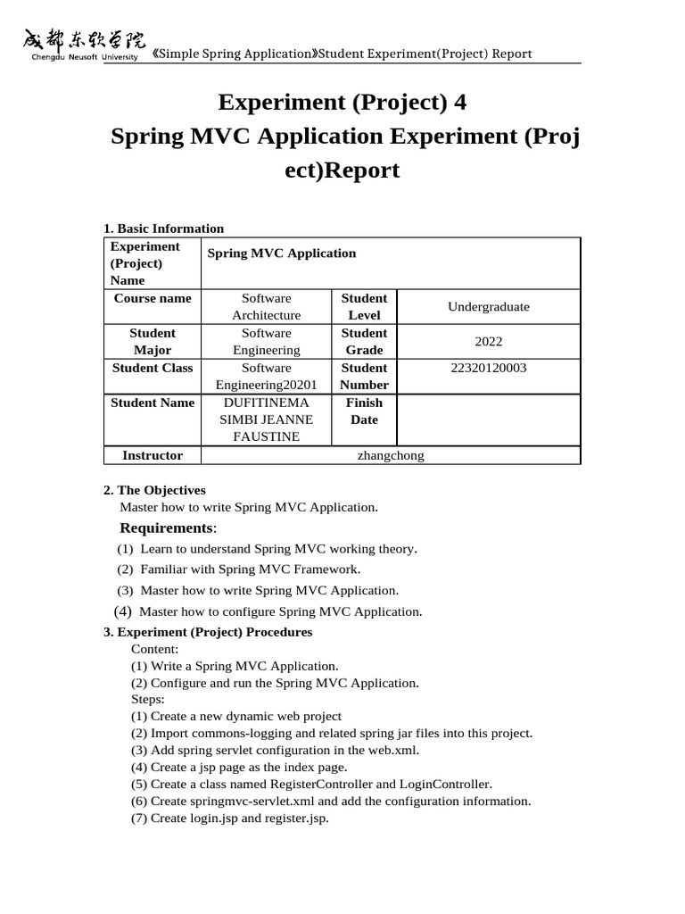 22320120003-Faustine-Experiment Report 4 | PDF | Model–View–Controller | Computer Programming