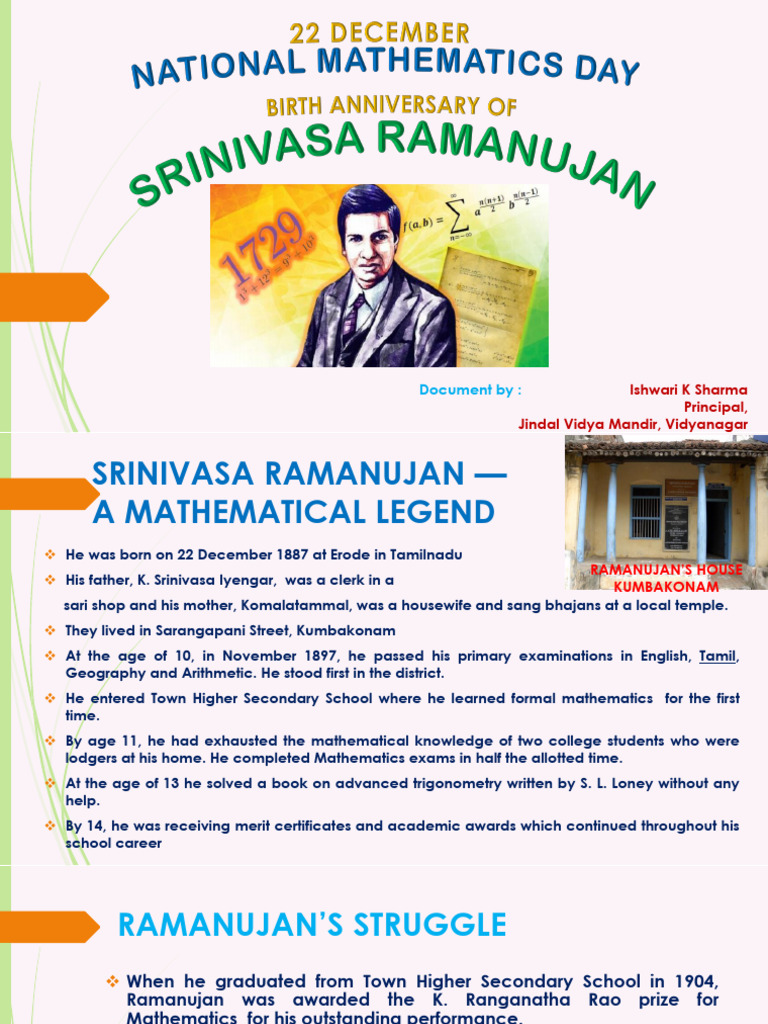 Ramanujan's Mathematical Journey | PDF | Mathematics | Number Theory