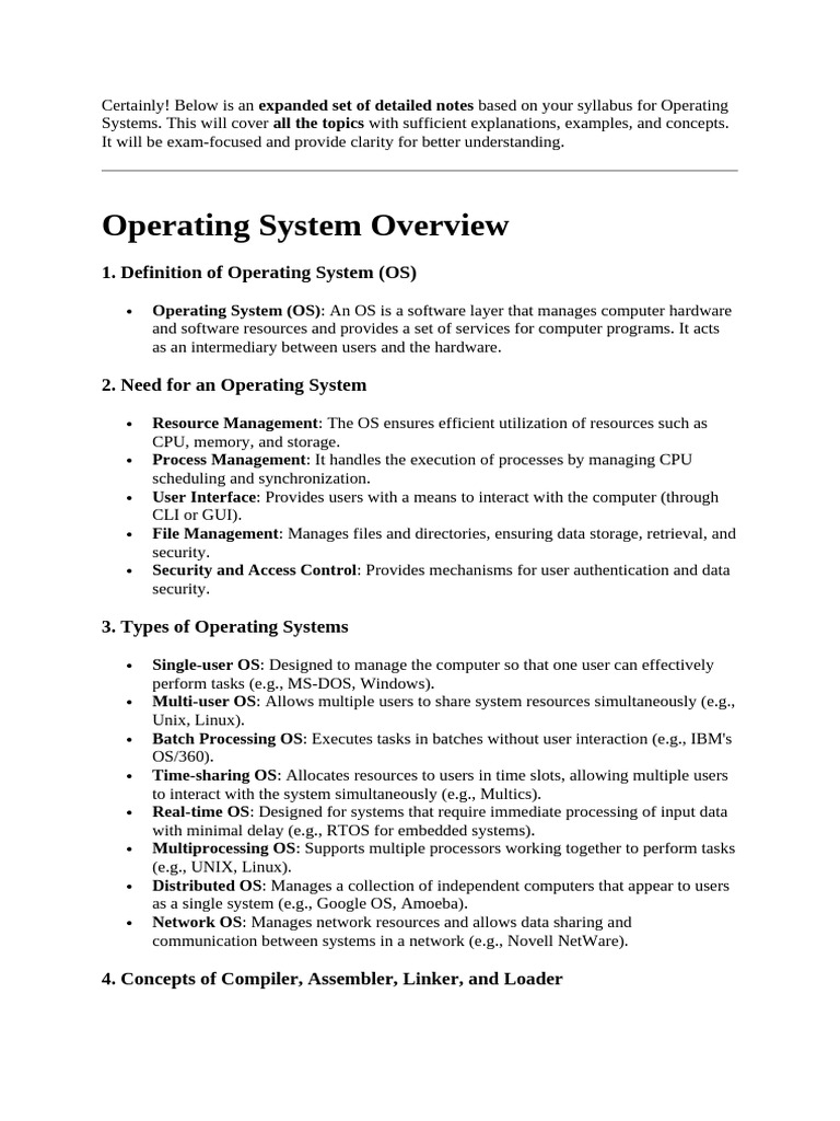 OS Study Guide for Students | PDF | Operating System | Process (Computing)