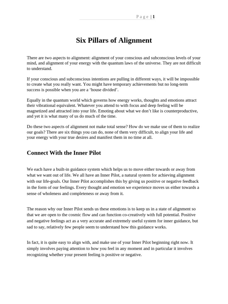 Six Pillars of Alignment | PDF | Feeling | Gratitude