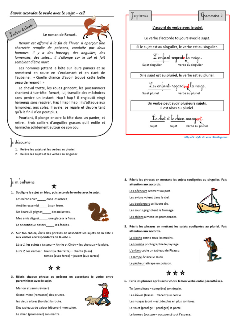 8 Savoir Accorder Le Verbe Avec Le Sujet | PDF | Syntaxe | Morphologie ...