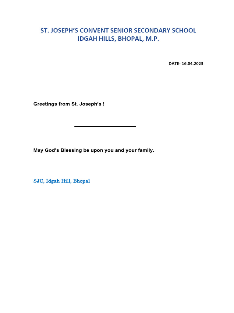 St. Joseph's School Timing Change Notice | PDF