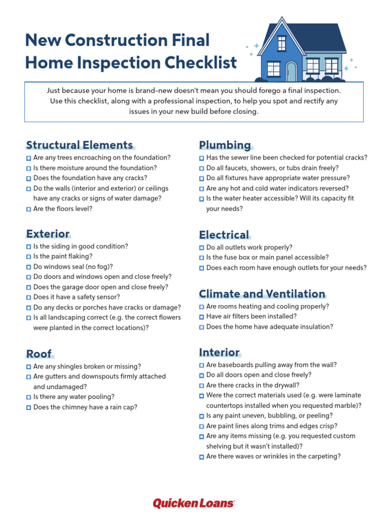 New Construction Final Inspection Checklist | PDF | Door | Wall