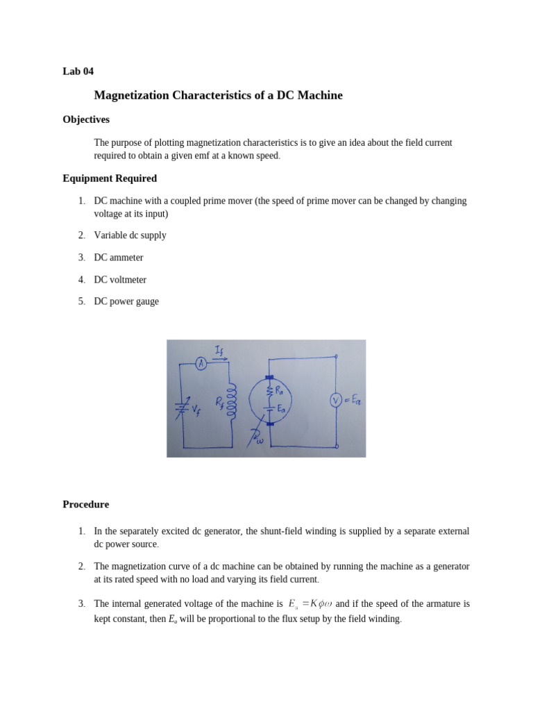 Magnetization Characteristics of DC Machine | PDF