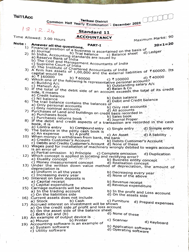 Accounting Exam Paper December 2024 | PDF | Debits And Credits | Expense